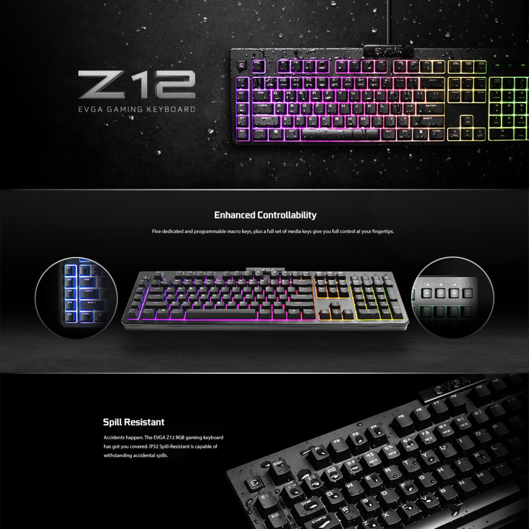 EVGA Z12, Z15 RGB Mechanical & Z20 RGB Optical Gaming Keyboard (Linear ...