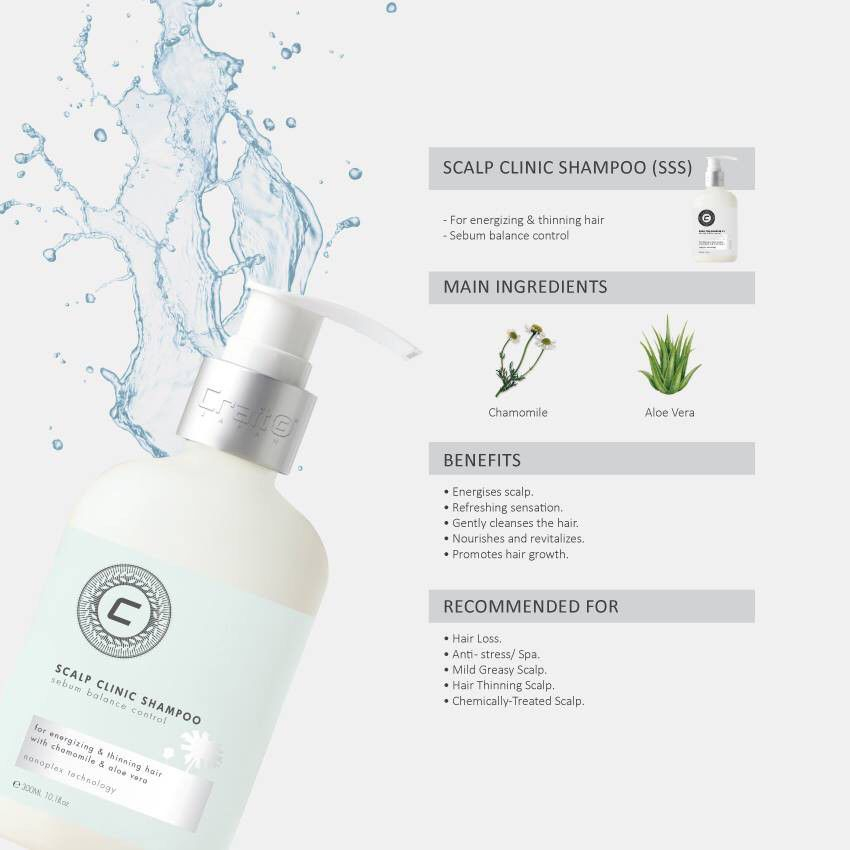 Craft Scalp Clinic Shampoo 1000ml For Energizing, Thinning Hair, Sebum ...