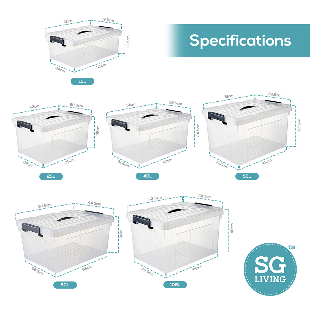 (SG Ready Stock) Reinforced Storage Box with Handle | Transparent | 6 ...