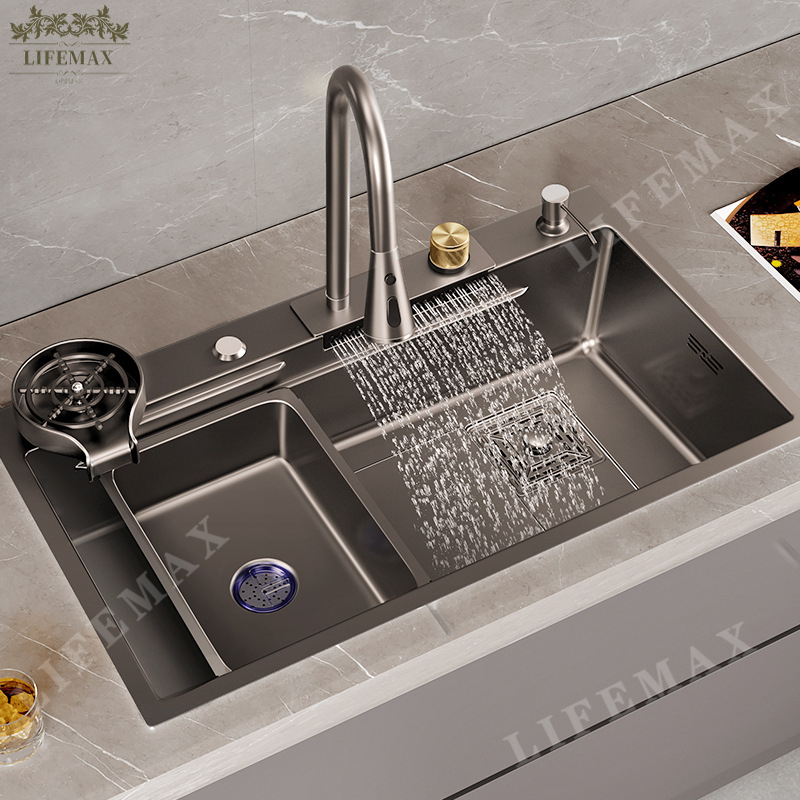 [SG Seller]Waterfall Nano Kitchen Sink 304 Stainless Steel Single Basin ...