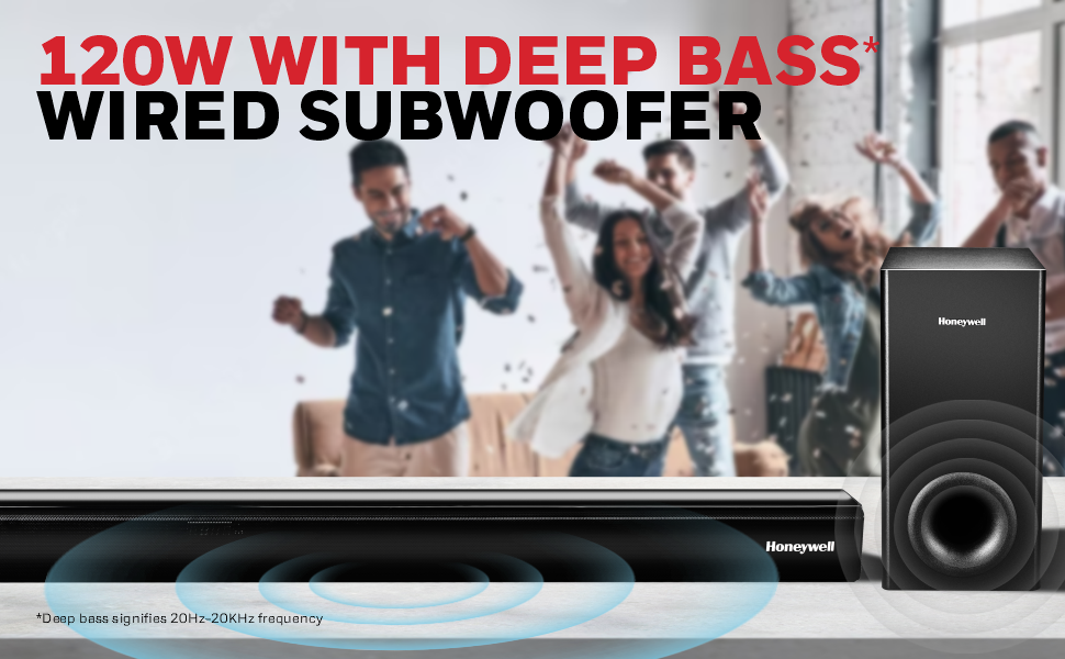 Honeywell Soundbar Trueno U2000 120W Soundbar with Wired Subwoofer ...