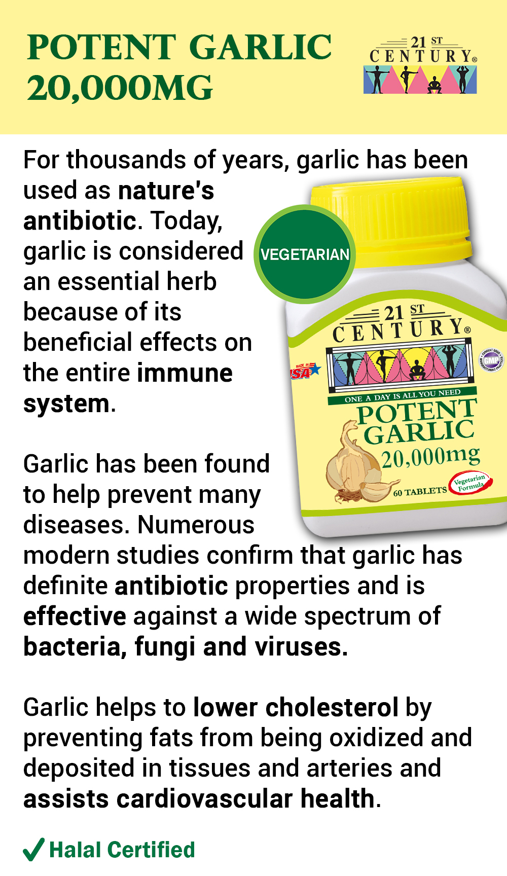 21st Century Potent Garlic 20,000mg 60 Tablets | Shopee Singapore