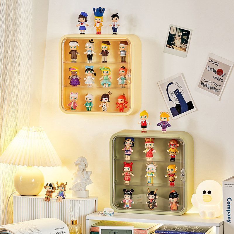 Wall Mounted Figurine Display Box 3 Layer Punch Free Showcase Blind ...