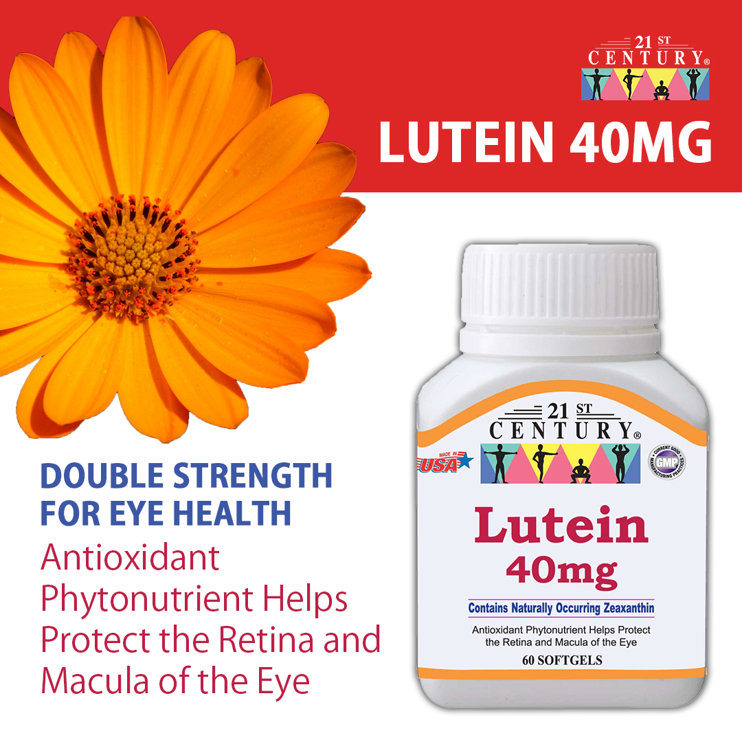 21st Century Lutein 40mg, 60 Softgel, From Marigold Flowers | Shopee ...