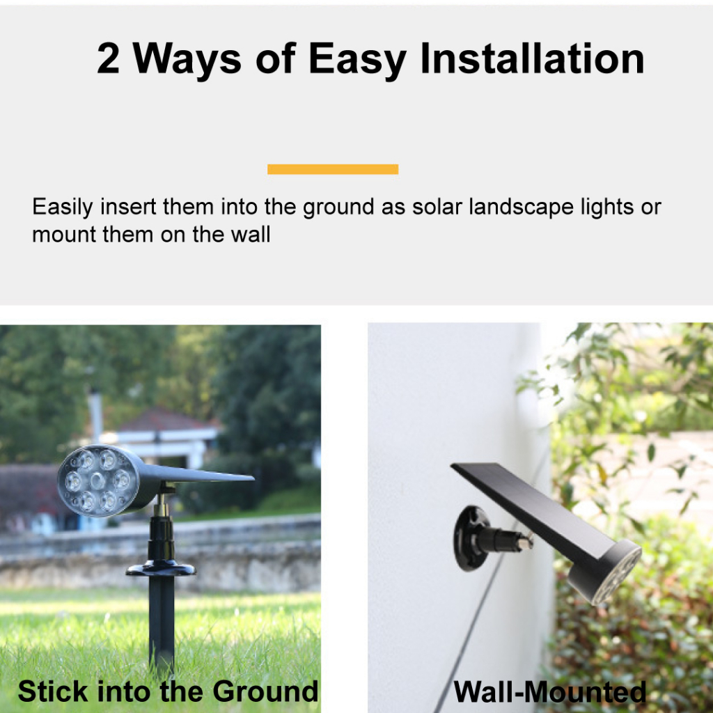 [2pcs]Solar Light Outdoor Garden LED Spotlights Lawn Lamp Balcony ...