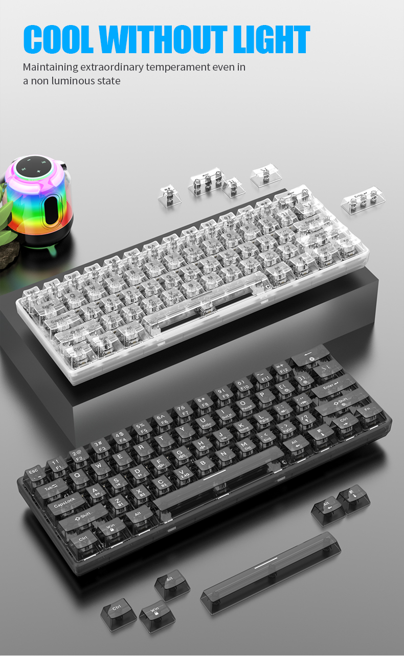 Transparent Wireless Keyboard Bluetooth Mechanical 61 Keys Keyboard for ...