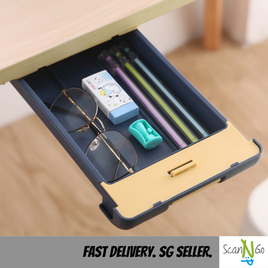 [SG Seller] Under-Table Desk Drawer Stationery DIY Desk Clutter ...