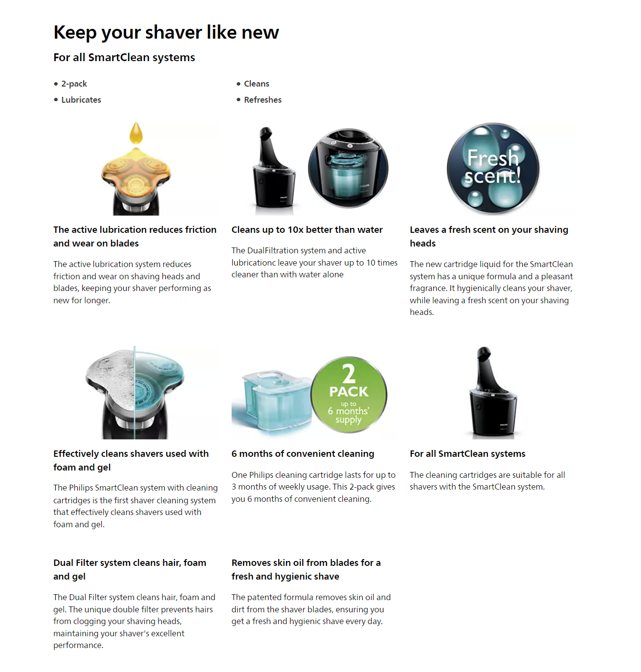 Philips original cleaning cartridge for philips shavers for all smart ...