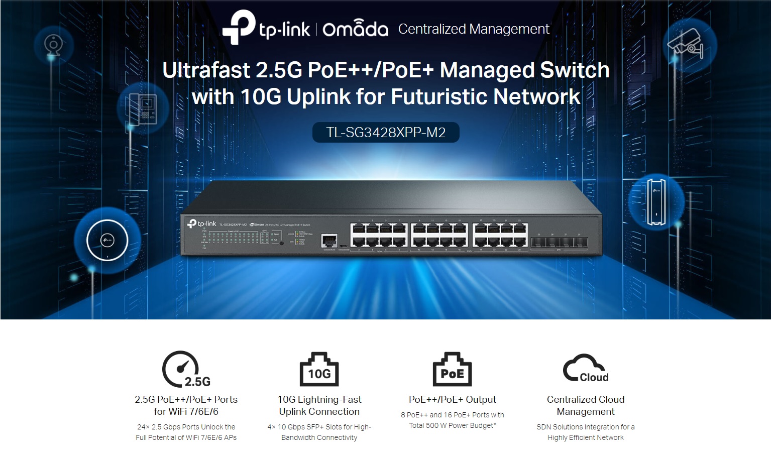 TP-LINK TL-SG3428XPP-M2 Omada 24-port 2.5G 4-port 10GE SFP+ L2+ Managed ...