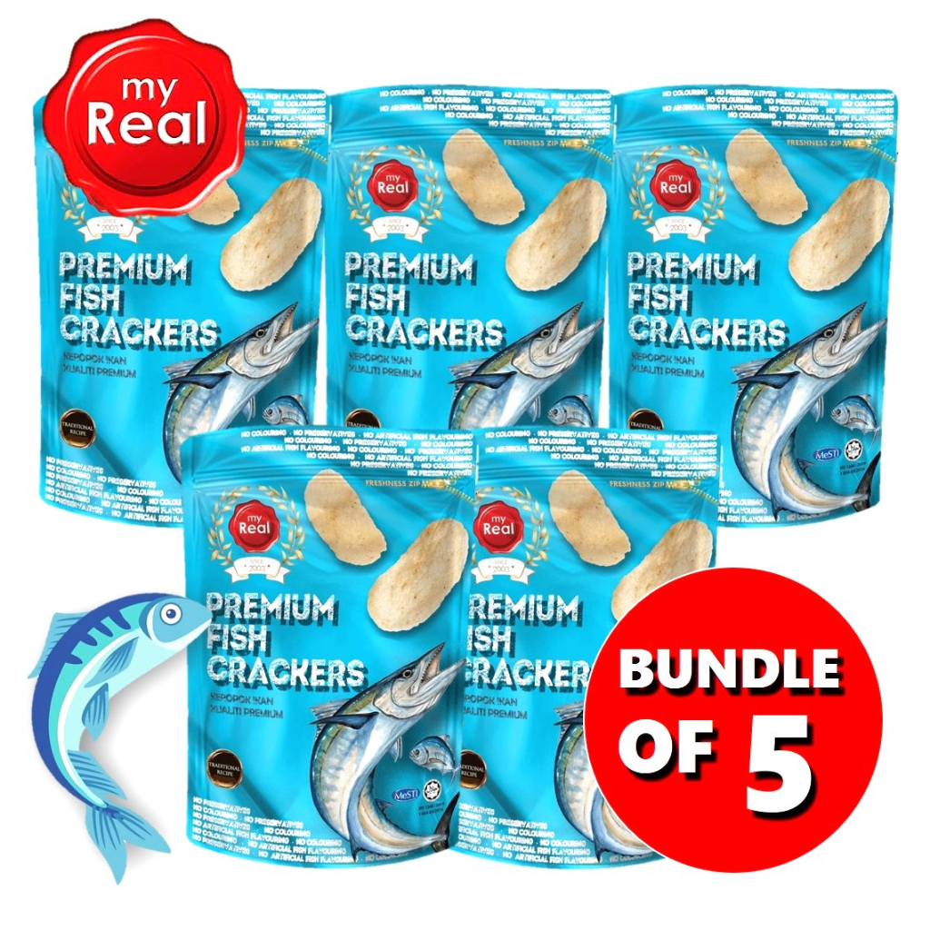 My Real Premium Prawn and Fish Crackers Original Pouch 50g X 5 Bundle ...