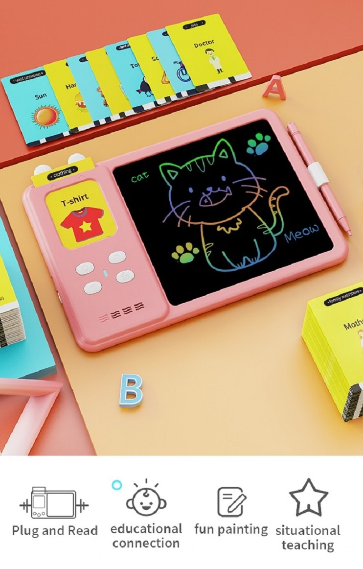 Talking Flash Cards Reader Writing Board Montessori Tablet Kids Toddler ...
