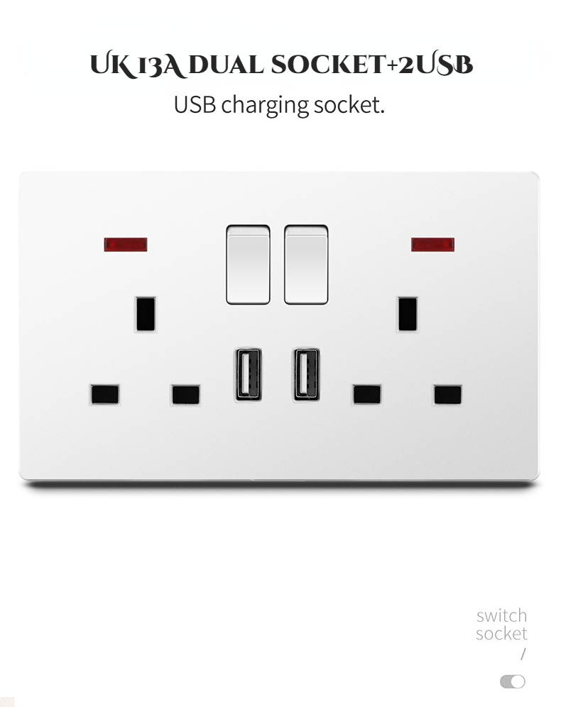 switch Socket with USB Type-C Fast Charging Power Socket Large panel ...