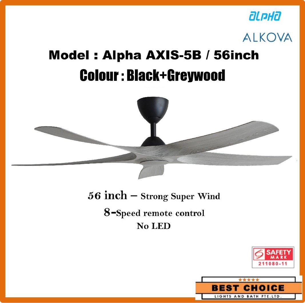 $339 ALPHA ALKOVA AXIS Ceiling Fan DC Motor NO-Led Light 56Inch(5Blades ...