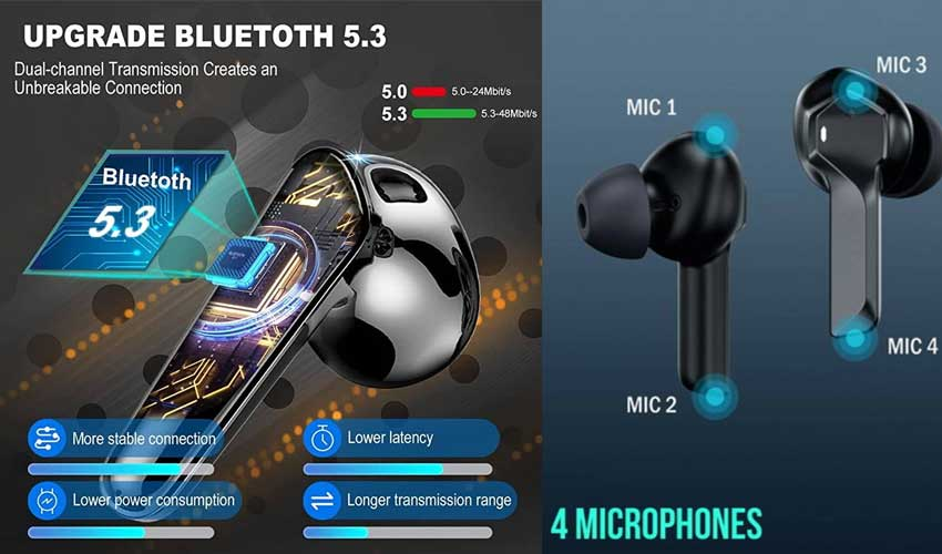 Awei iPX T1 Pro Waterproof Wireless Earbuds Led TWS T62 ENC Bluetooth ...