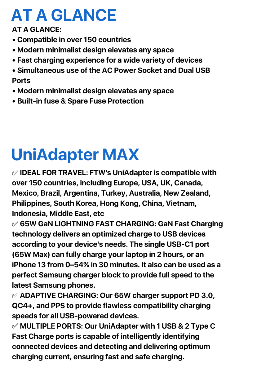 [1-2 DAY DELIVERY!!] 65W GaN FAST CHARGE International Travel Adapter ...