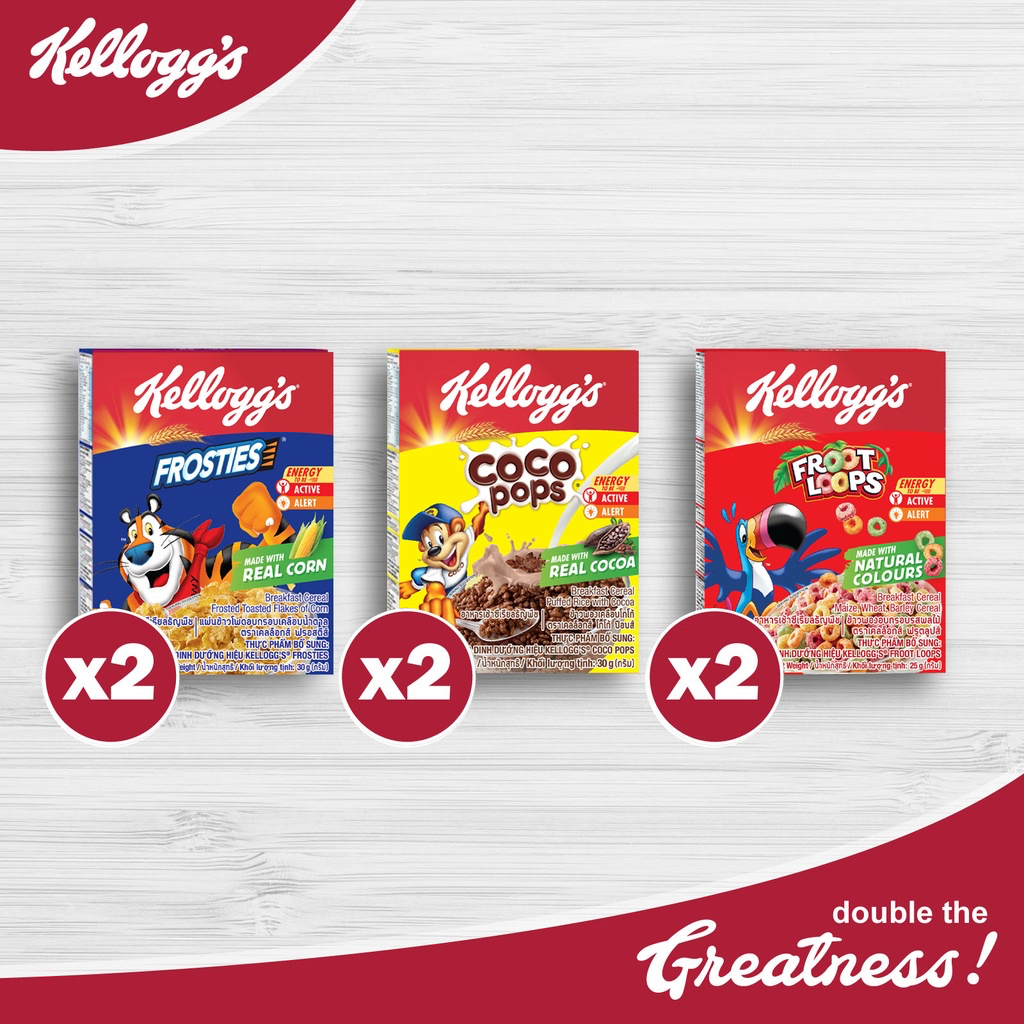 Kellogg’s Cereal School Pack Froot Loops/Coco Pops/Frosties 25g x ...