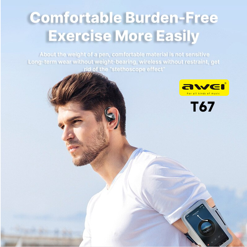 Awei T67 T69 Air Conduction Sports Headset Wireless Bluetooth 5.3 ...