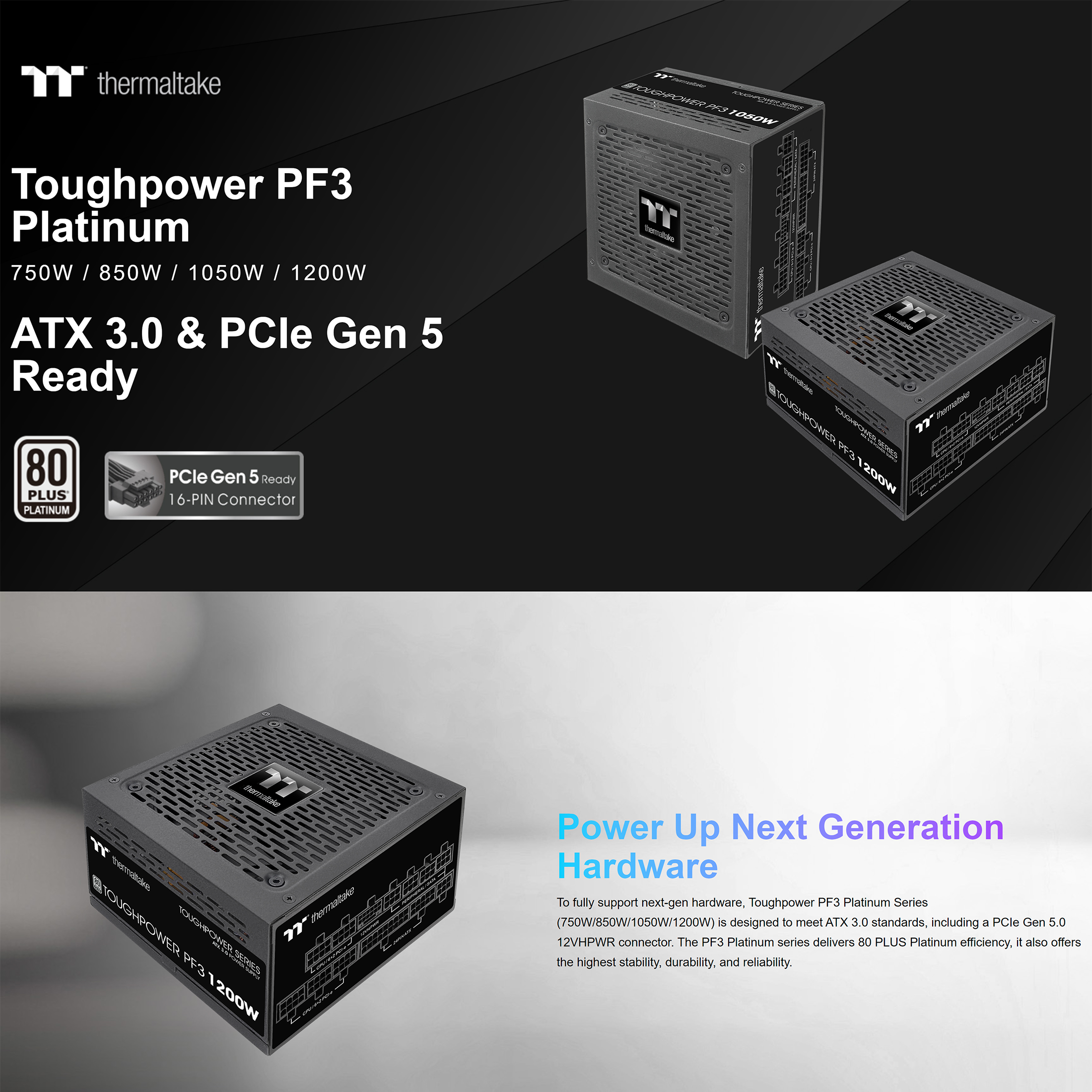 Thermaltake Toughpower PF3 1200W PSU (PCIe Gen 5.0 & ATX 3.0 Ready ...