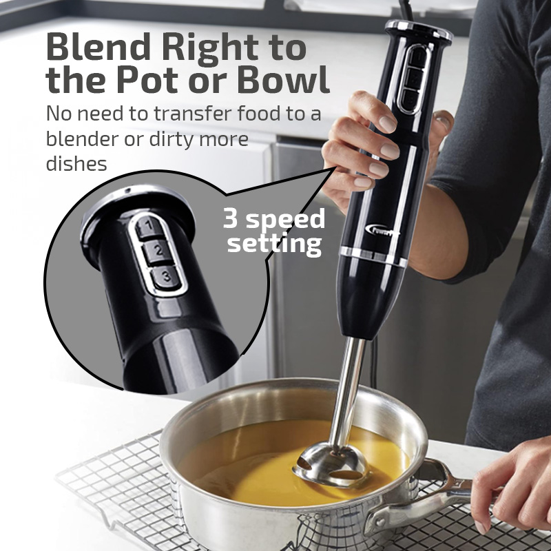 PowerPac Hand Blender Food Preparation with Stainless Steel Blade 600W ...