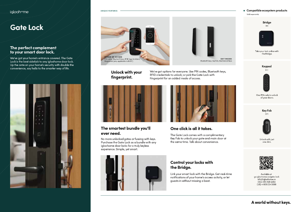 Igloohome Digital Door Lock (MP1F+RM2F) Push Pull Mortise+Digital Gate ...