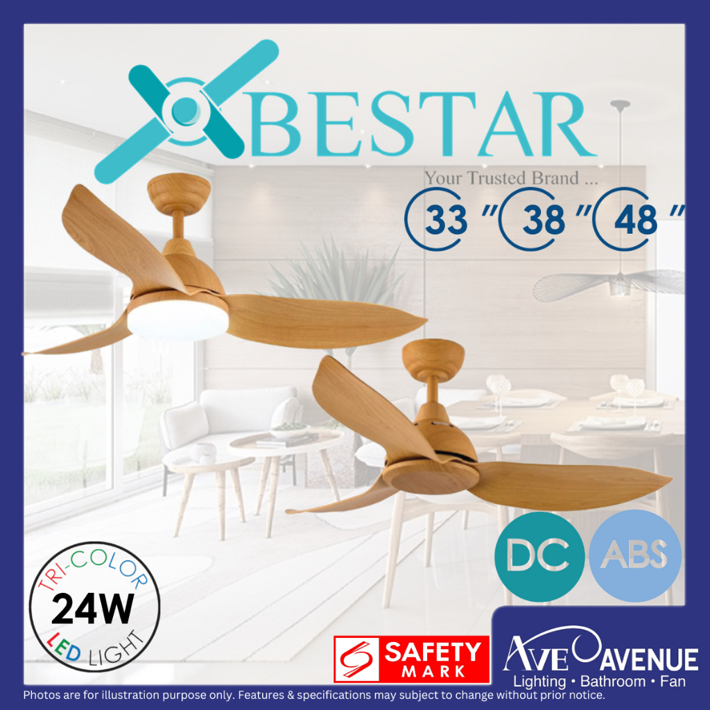 BESTAR RAPTOR DC Motor 3 Blade Ceiling Fan with 3 Tone LED Light Kit ...