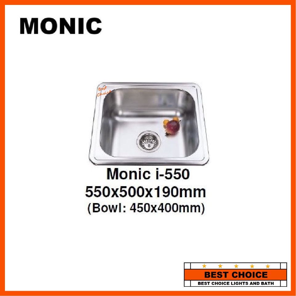 Monic i-Sink Stainless Steel Inset Mount Kitchen Sink Single Bowl ...