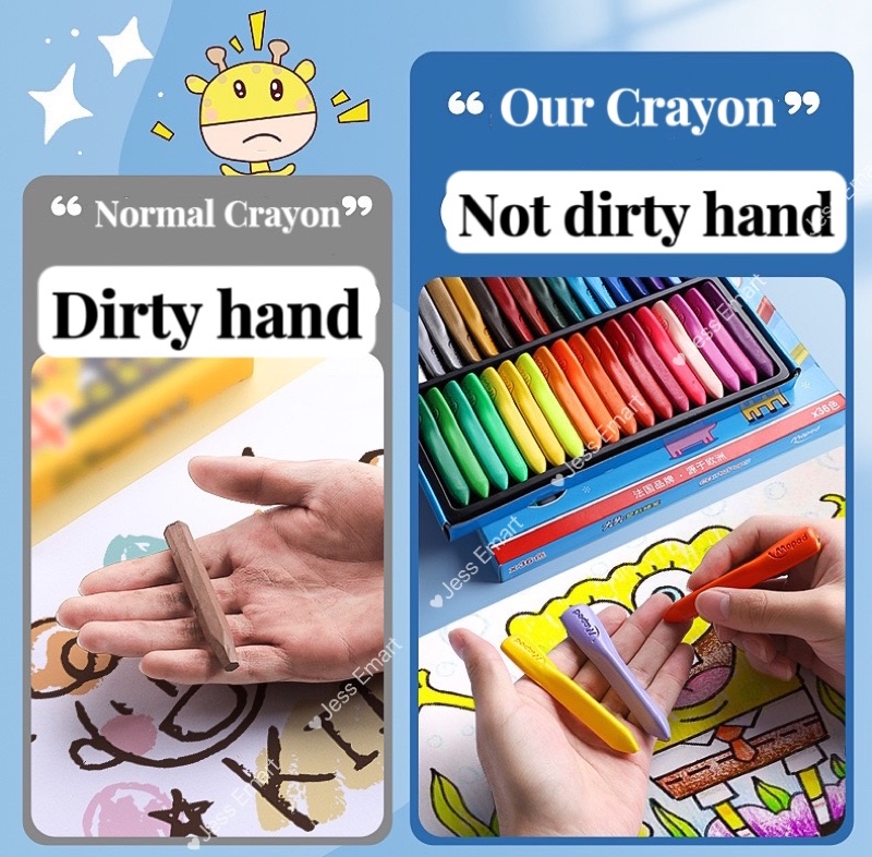 SG Stock 12 Colors Maped Kids Plastic Crayon Mess Free Children Crayons ...
