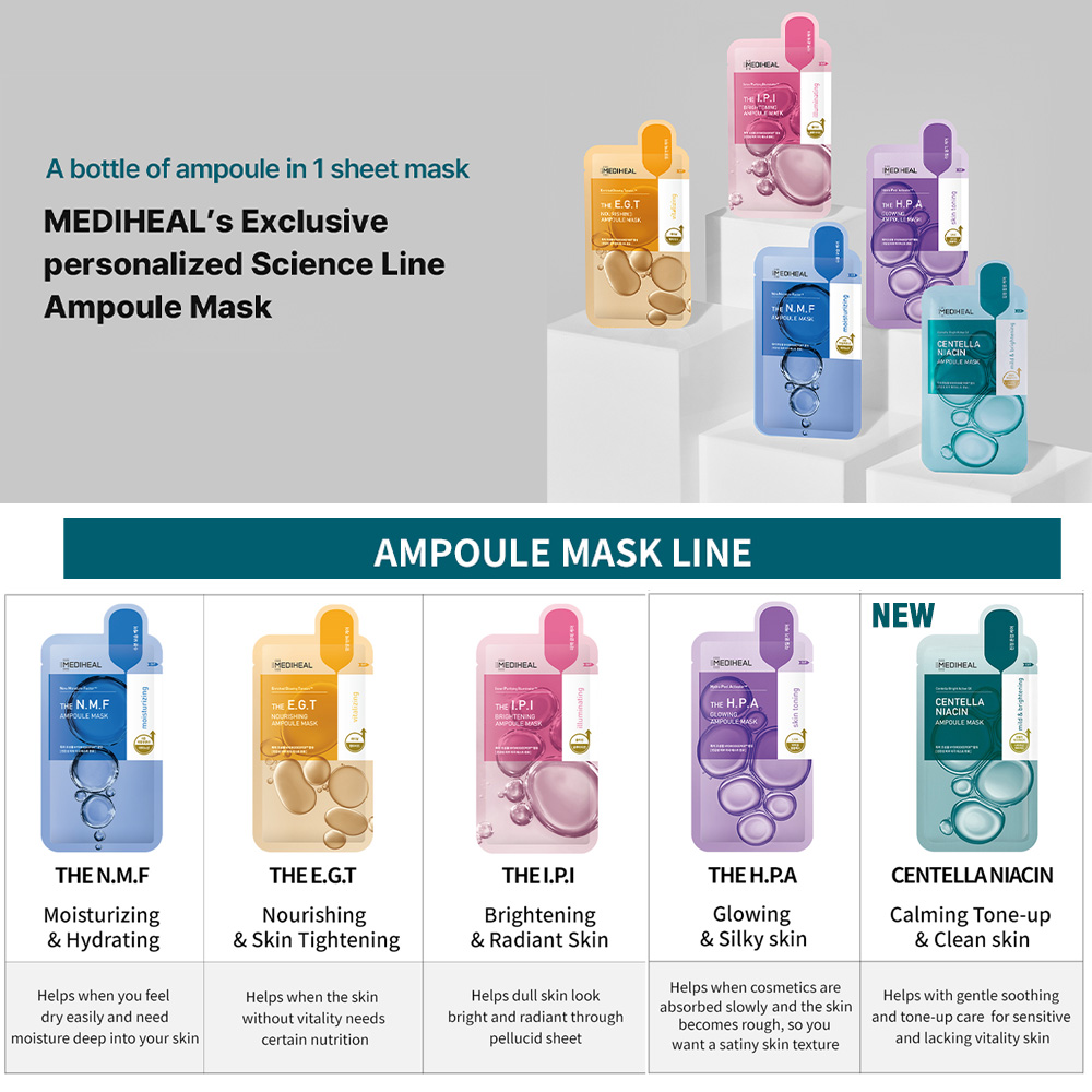 MEDIHEAL THE Ampoule [NMF-Moisturising | IPI-Brightening | HPA-Glowing |EGT-Nourishing ...