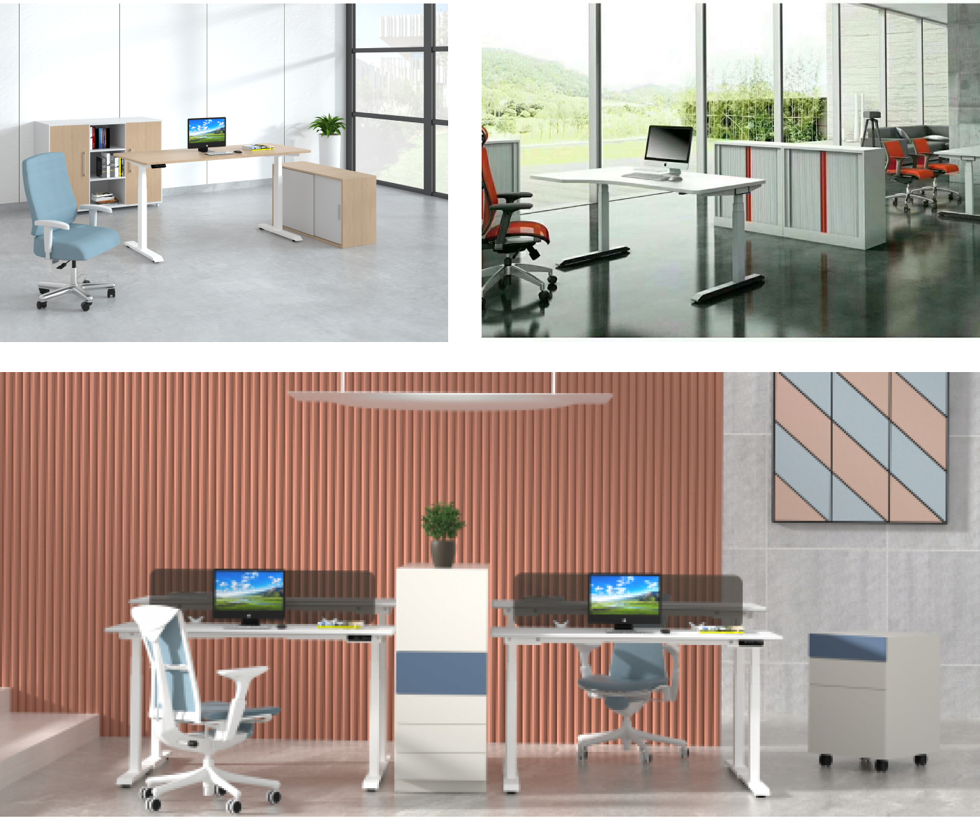 NewStar Height Adjustable Office Table, Office Desk, Workstation Table ...