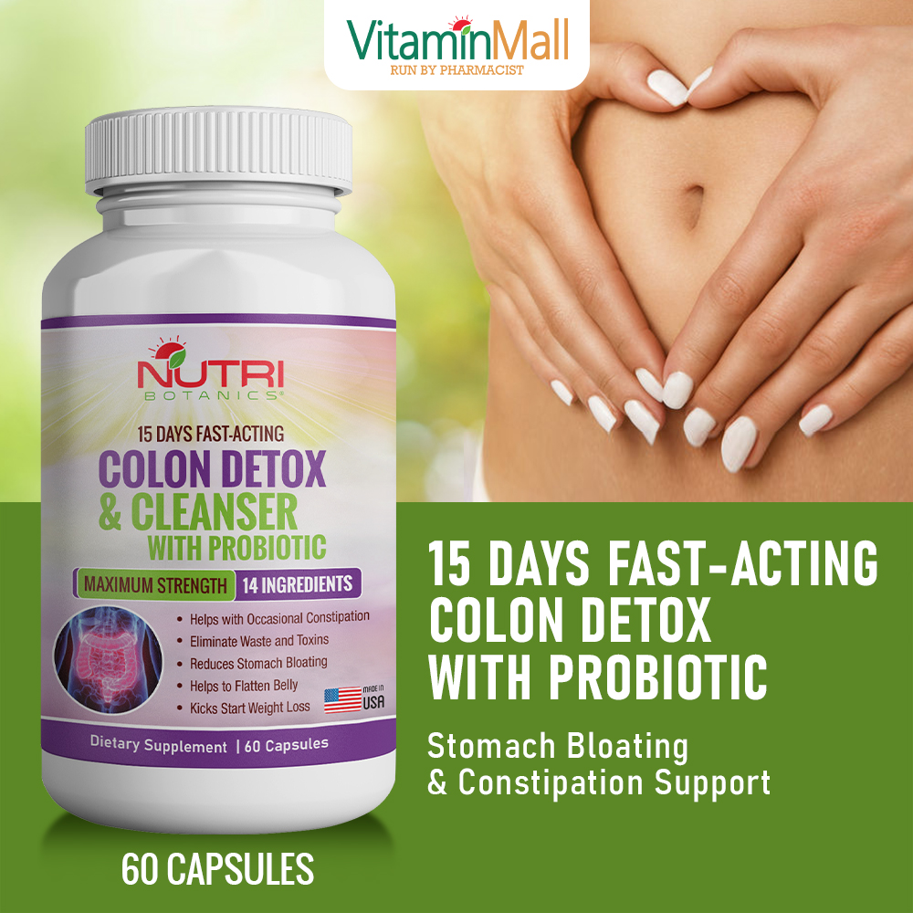Nutri Botanics Colon Detox Constipation Relief Bloating Supplement ...