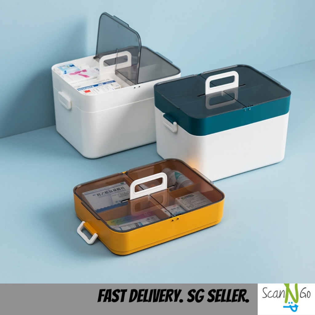 SG Seller Ready Stock Double Layer First Aid Kit Box Medicine Pill ...