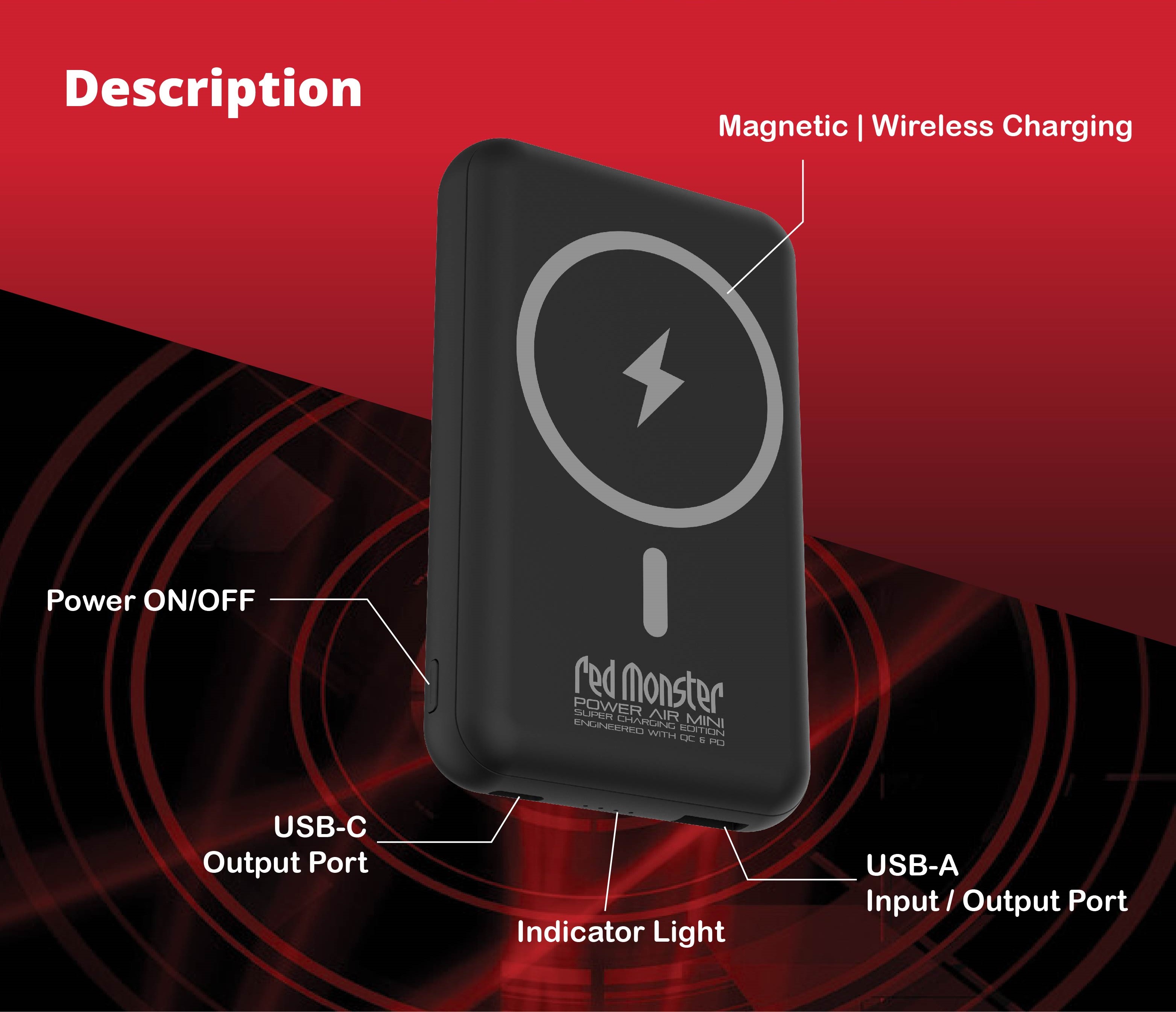 RedMonster Power Air Mini™ Super Charging Edition Magnetic Wireless 20W ...