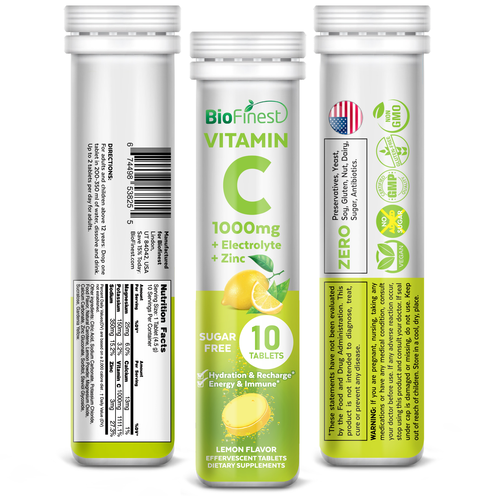 Biofinest Effervescent Vitamin C 1000mg D3 Zinc Collagen Multivitamin ...
