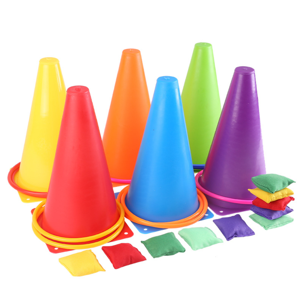 3 in 1 Carnival Outdoor Games Combo Set for Kids Soft Plastic Cones ...