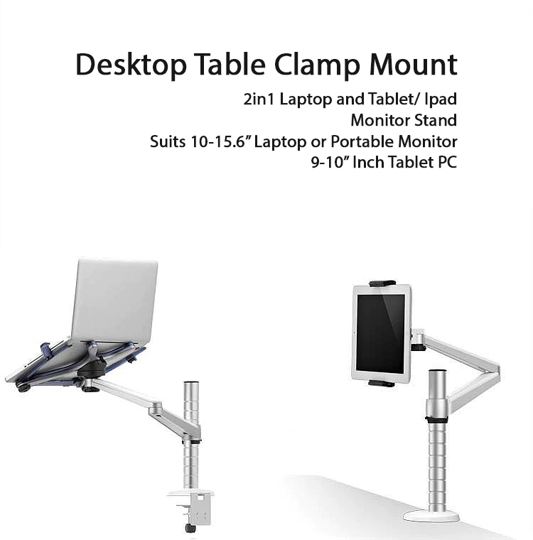 Laptop Desk Mount Aluminium Arm Clamp Bracket Stand Adjustable and ...