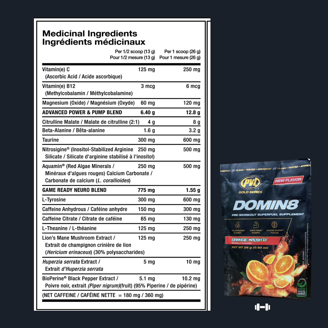 PVL Gold Series Domin8, Orange KRush'd, Pre-workout, Energy booster ...