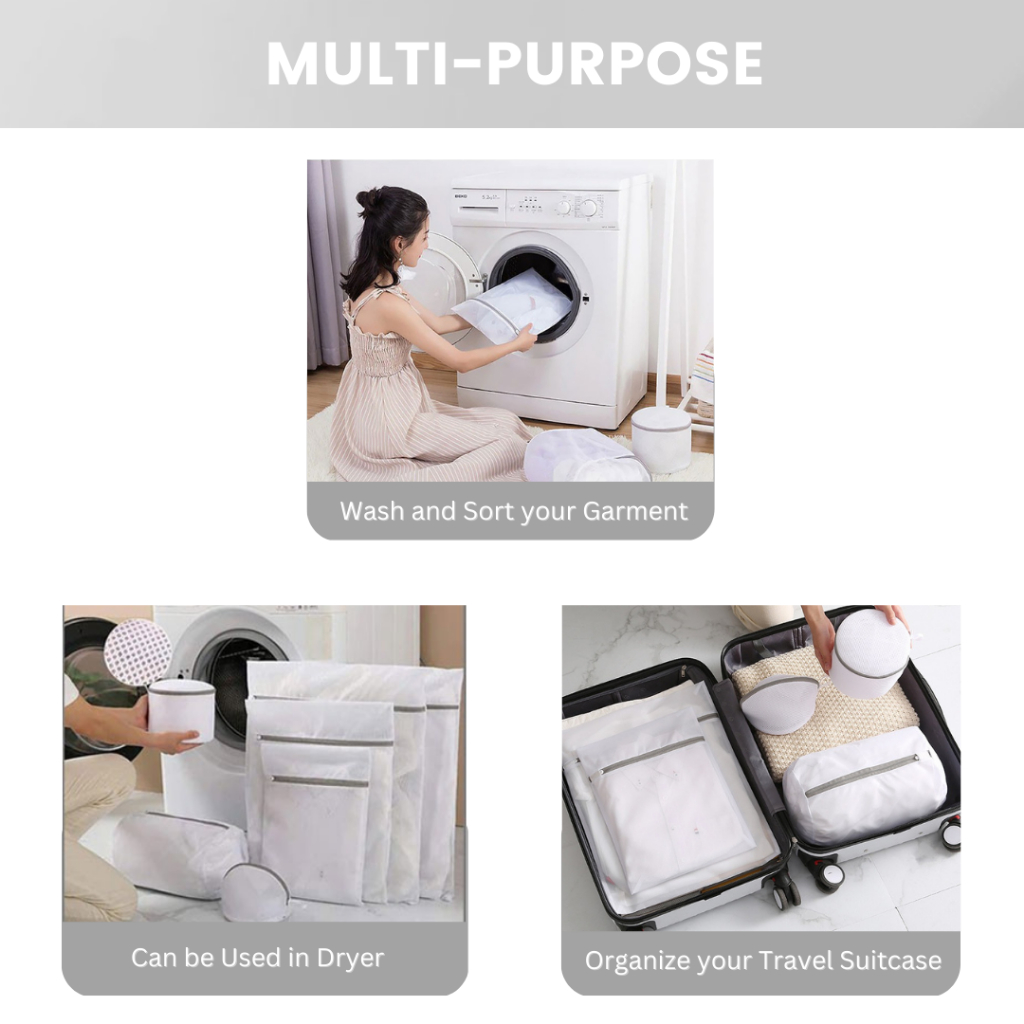 mixshop Laundry Bag for Washing Machine, Fine/Coarse Mesh Laundry Net ...
