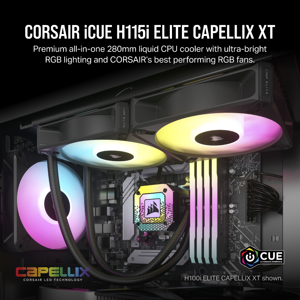 Corsair iCUE H115i Elite CAPELLIX XT RGB 2800mm Liquid CPU Cooler ...