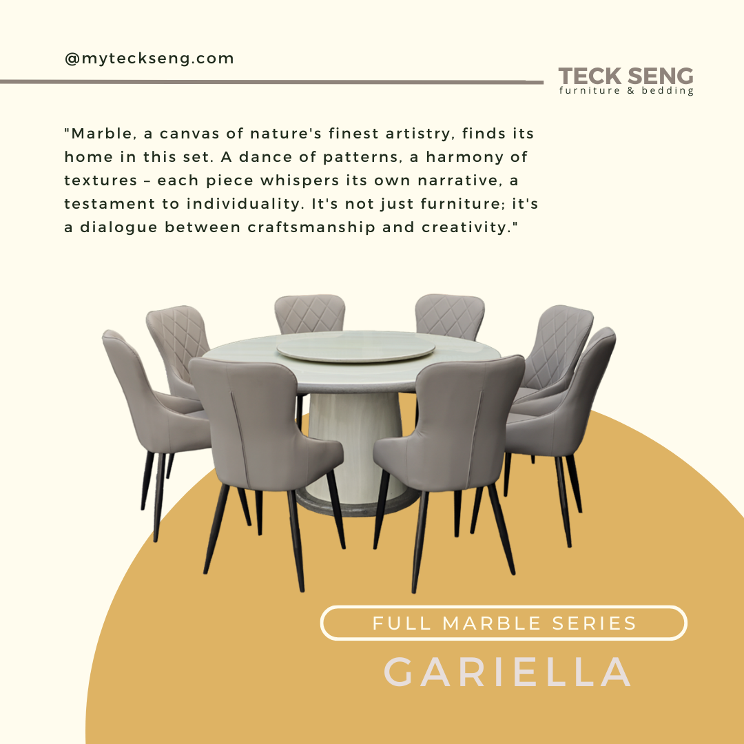 (Free Installation) TECK SENG Full Marble Dining Set/ Round Edge/ Round ...