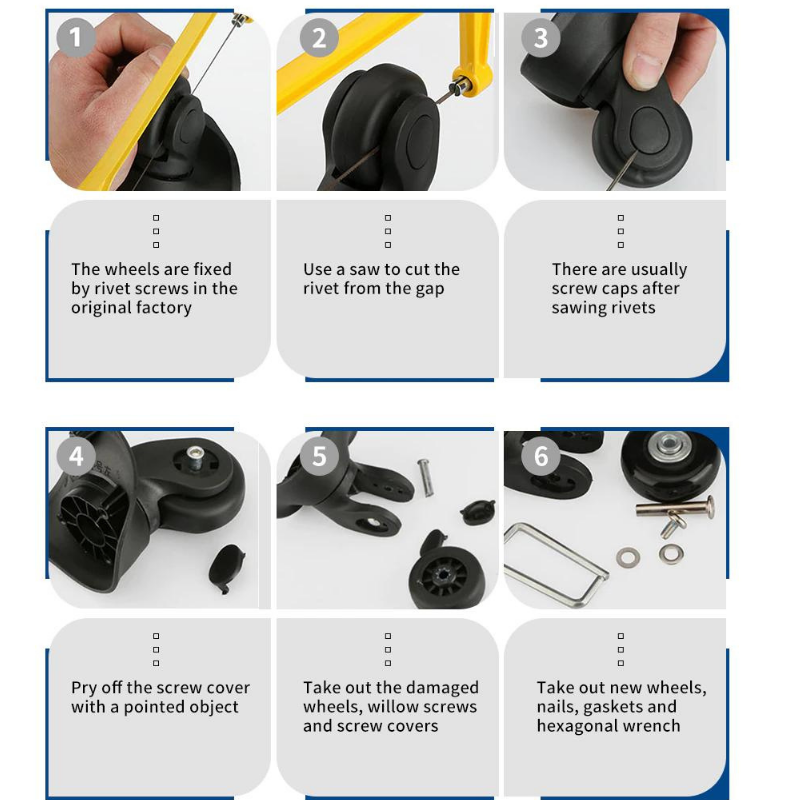 4 Pcs Luggage Replacement Wheels With Screw For Travel Suitcase Axles ...