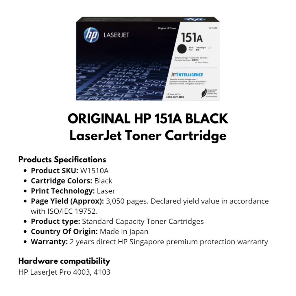 ORIGINAL HP 151A | HP 151X Black Toner Cartridge [W1510A / W1510X] - SG ...