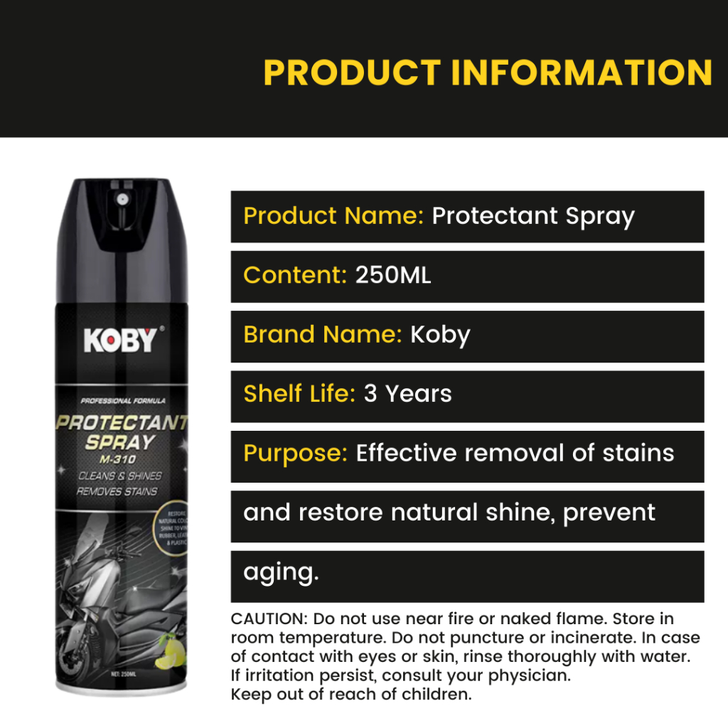 Koby Protectant Spray 250ml - Clean and restore shine to plastics ...
