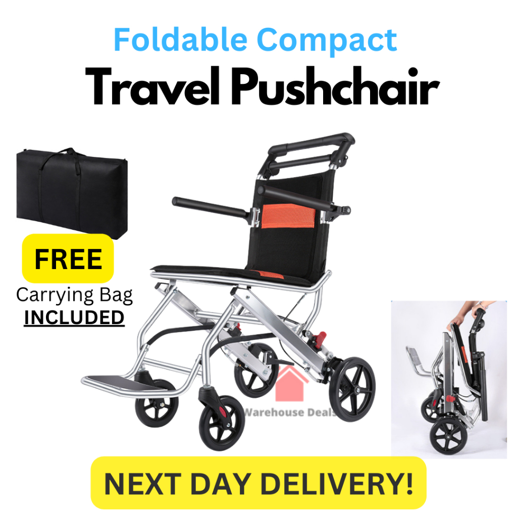 Foldable Lightweight Travel Pushchair Wheelchair Aluminium | Shopee ...