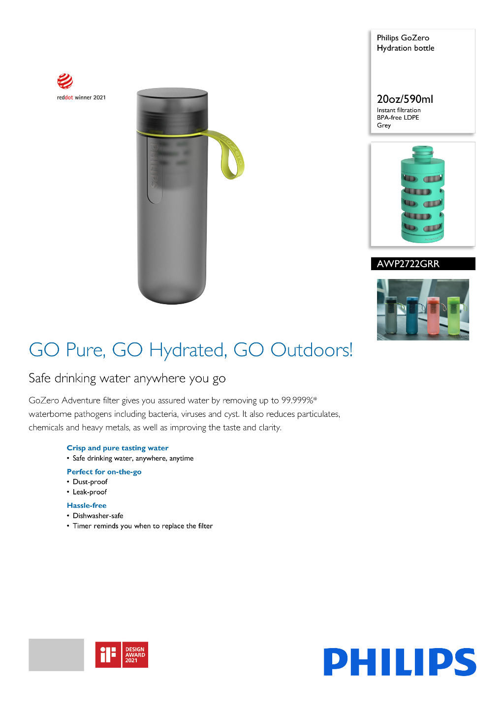 Philips AWP2722 Go Zero Active Hydration Water Bottles | Shopee Singapore