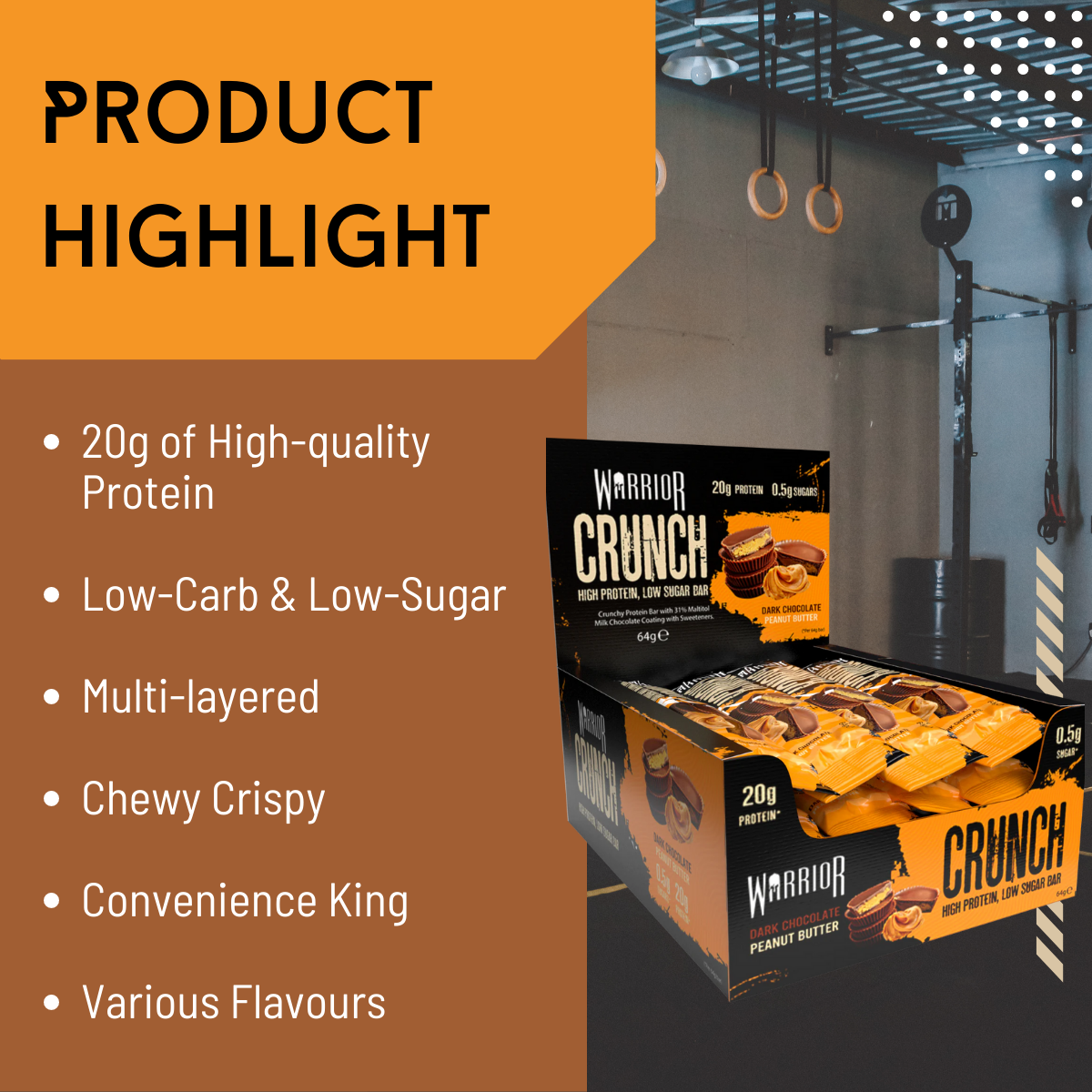 Warrior Crunch High Protein Bar, Protein Snack, Low Carb, Low Sugar, Post Workout, Various ...