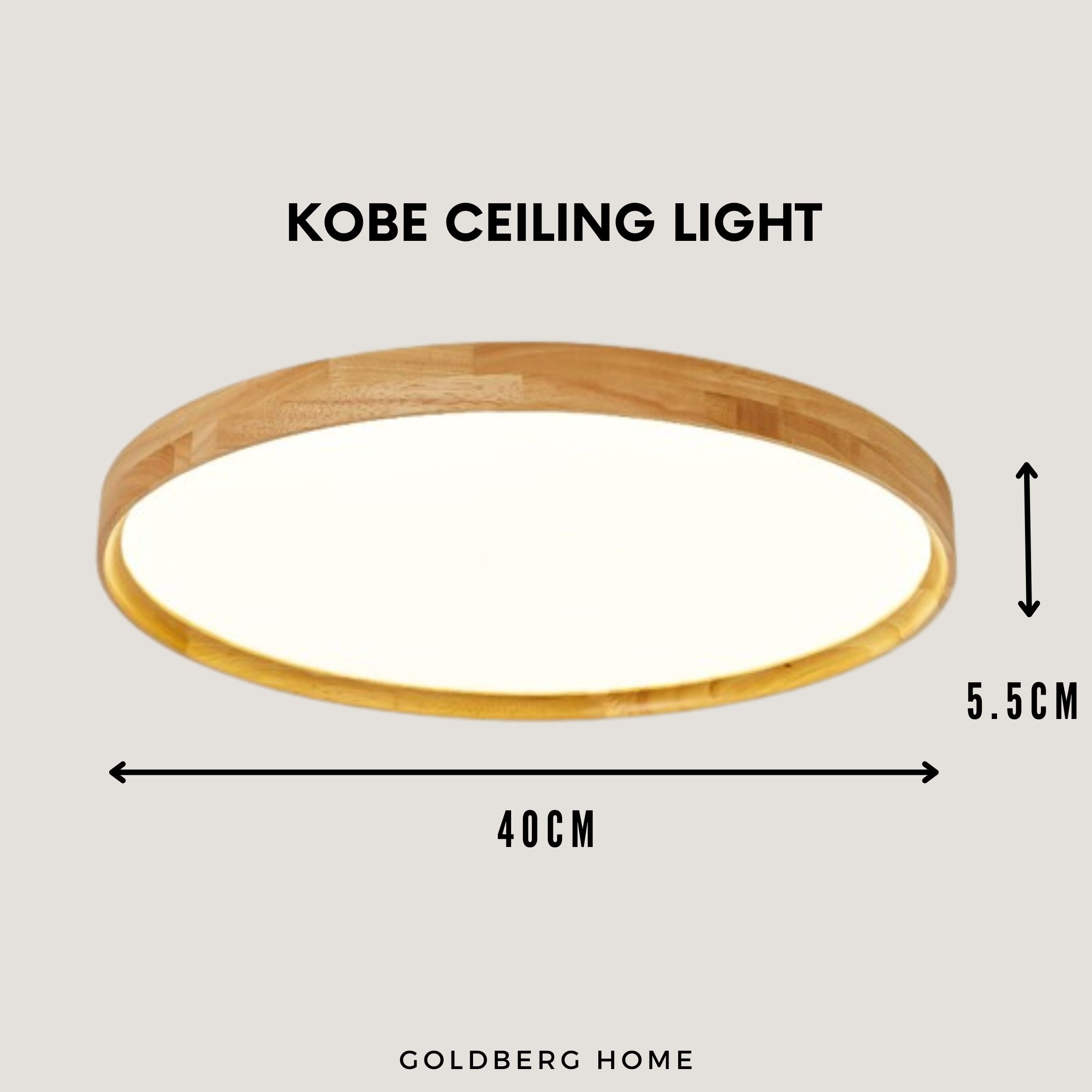 Kobe Real Wood 40cm 36W LED Ceiling Light -Twist & Turn open | Goldberg ...