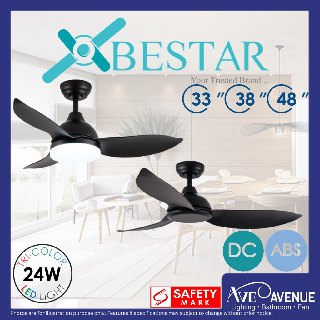 BESTAR RAPTOR DC Motor 3 Blade Ceiling Fan with 3 Tone LED Light Kit ...