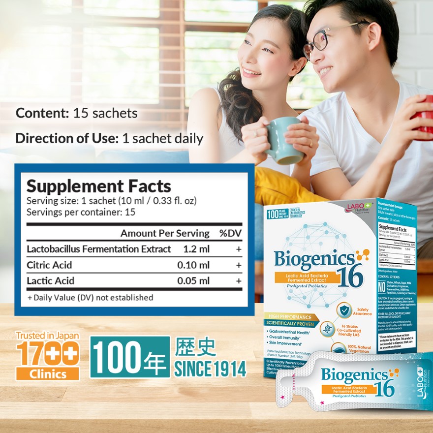 LABO NUTRITION Biogenics 16 Dietary Supplement Sachet 15s | Shopee ...