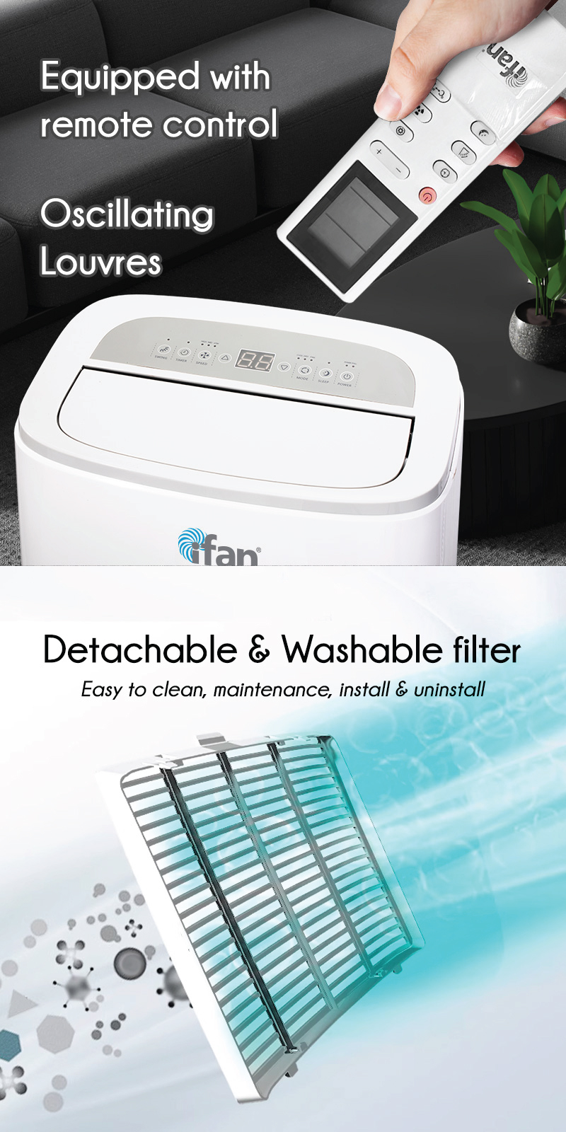 iFan 3IN1 Portable Aircon 10K-14KBTU Portable Air Conditioner, Air ...