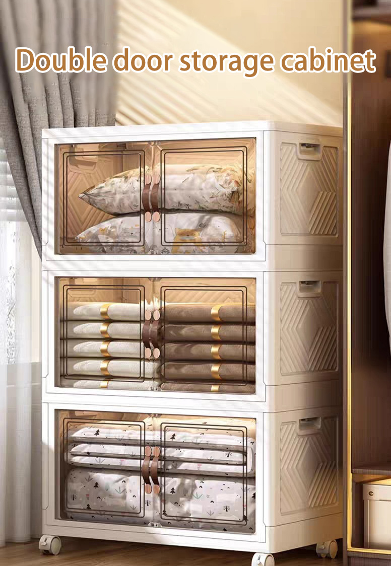 【SG Stock】Folding Storage Box Cupboards Cabinets Transparent Double ...